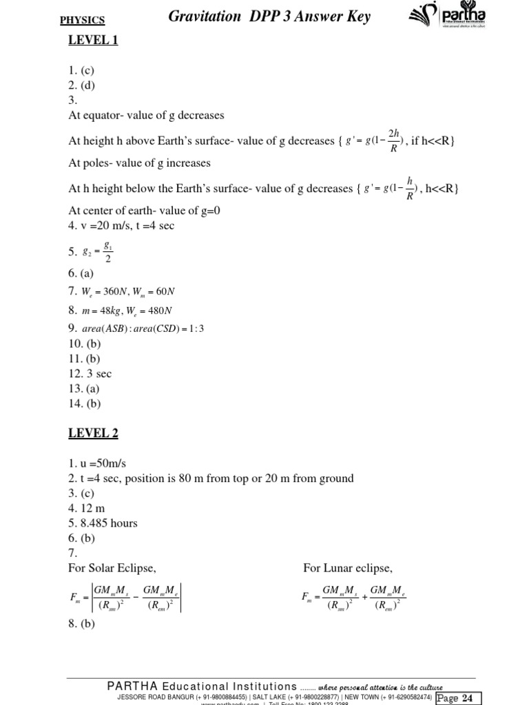 Garvitation DPP-3 Answer Key | PDF