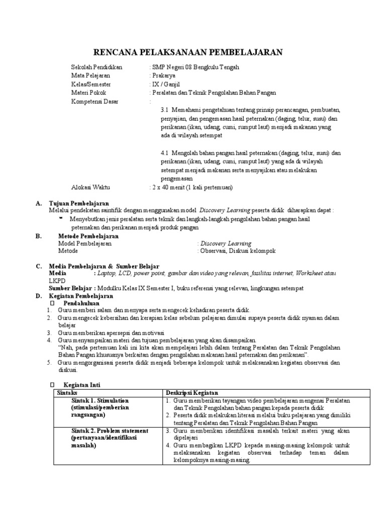 RPP Discovery Learning | PDF