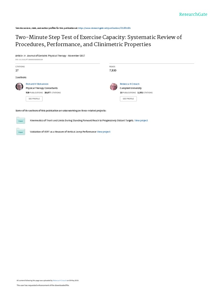 Two-Minute Step Test of Exercise Capacity: Systematic Review of ...