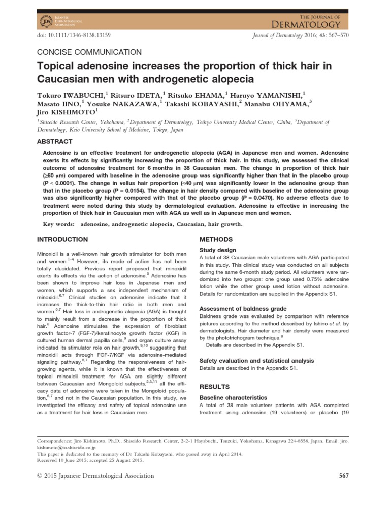 Adenosine Androgenetic Alopecia Iwabuchi2015 | PDF | Hair Loss ...