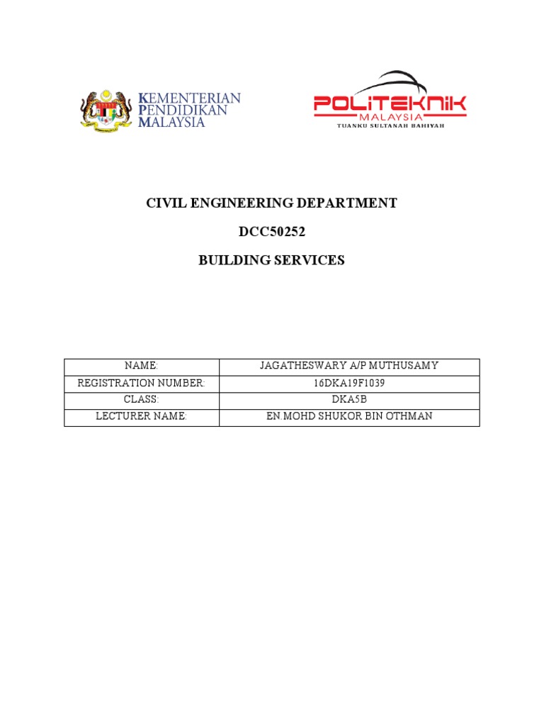 Civil Engineering Department DCC50252 Building Services | PDF ...