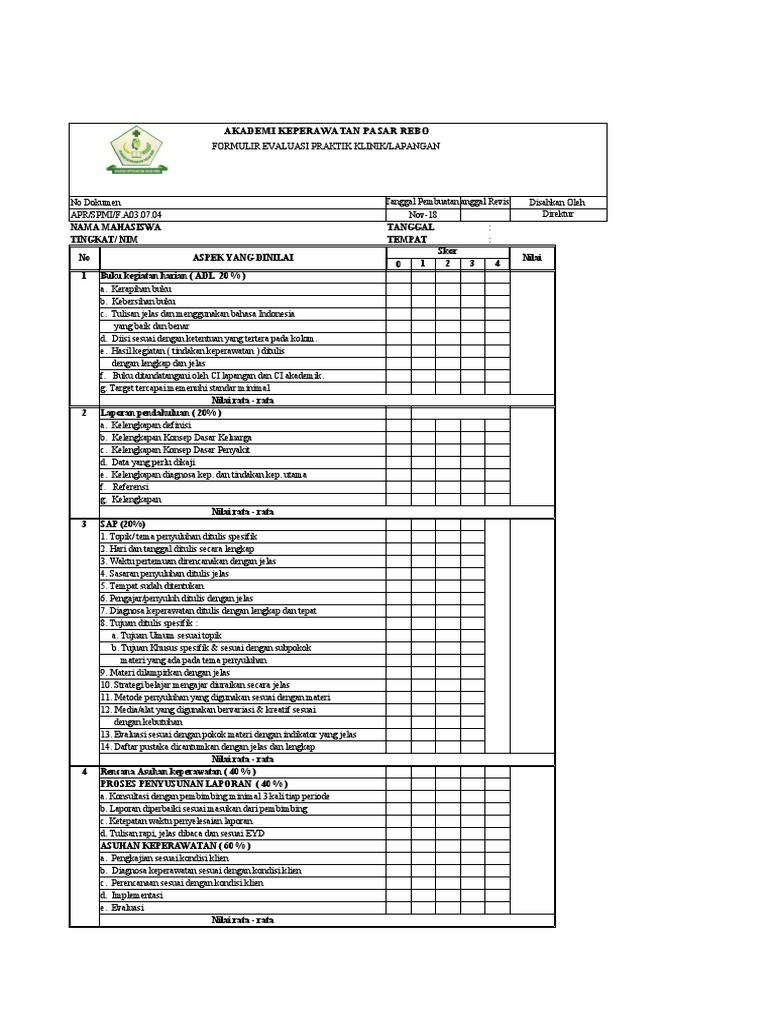 Format Evaluasi Klinik | PDF