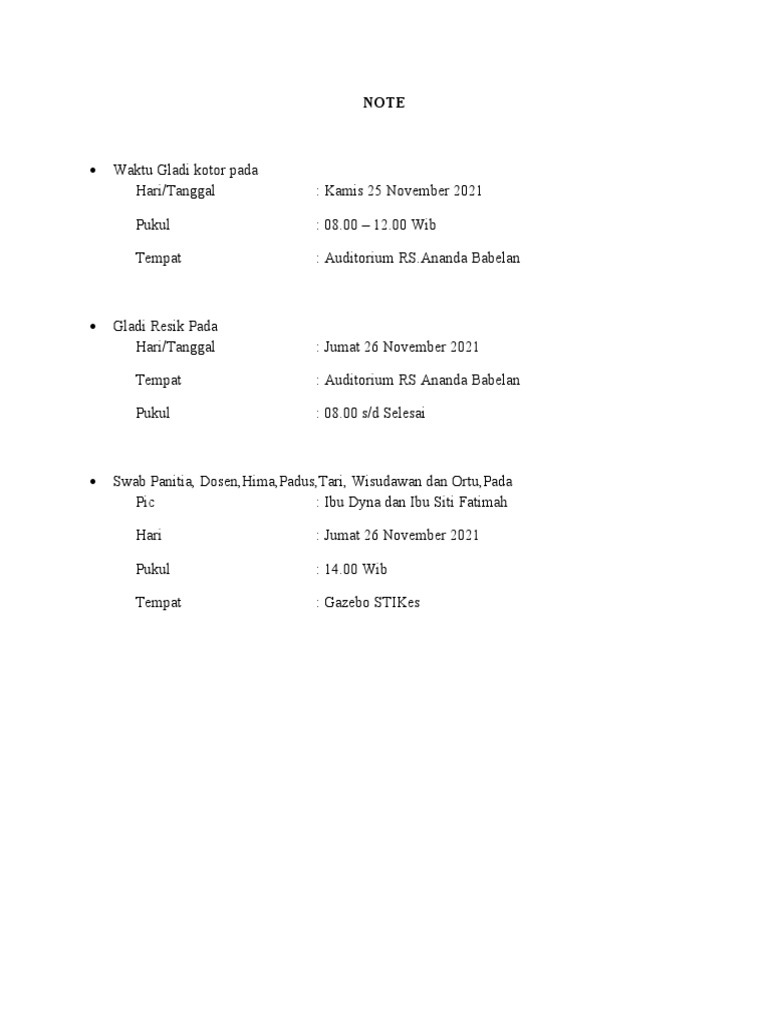 Rundown Acara Wisuda - 2021. (Dengan PIC) (Ok) | PDF