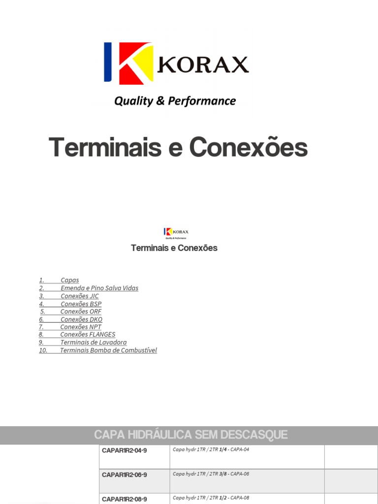 Korax Terminais e Conexões Catalogo | PDF
