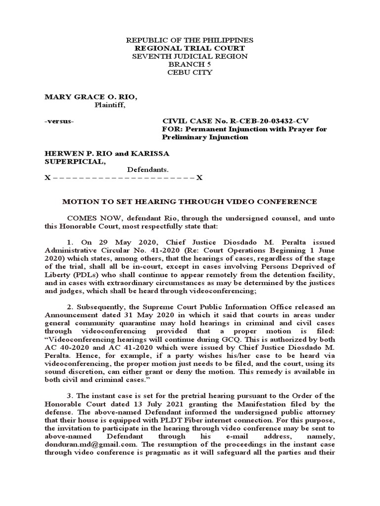 Motion To Set Hearing Online | PDF | Lawsuit | Judge