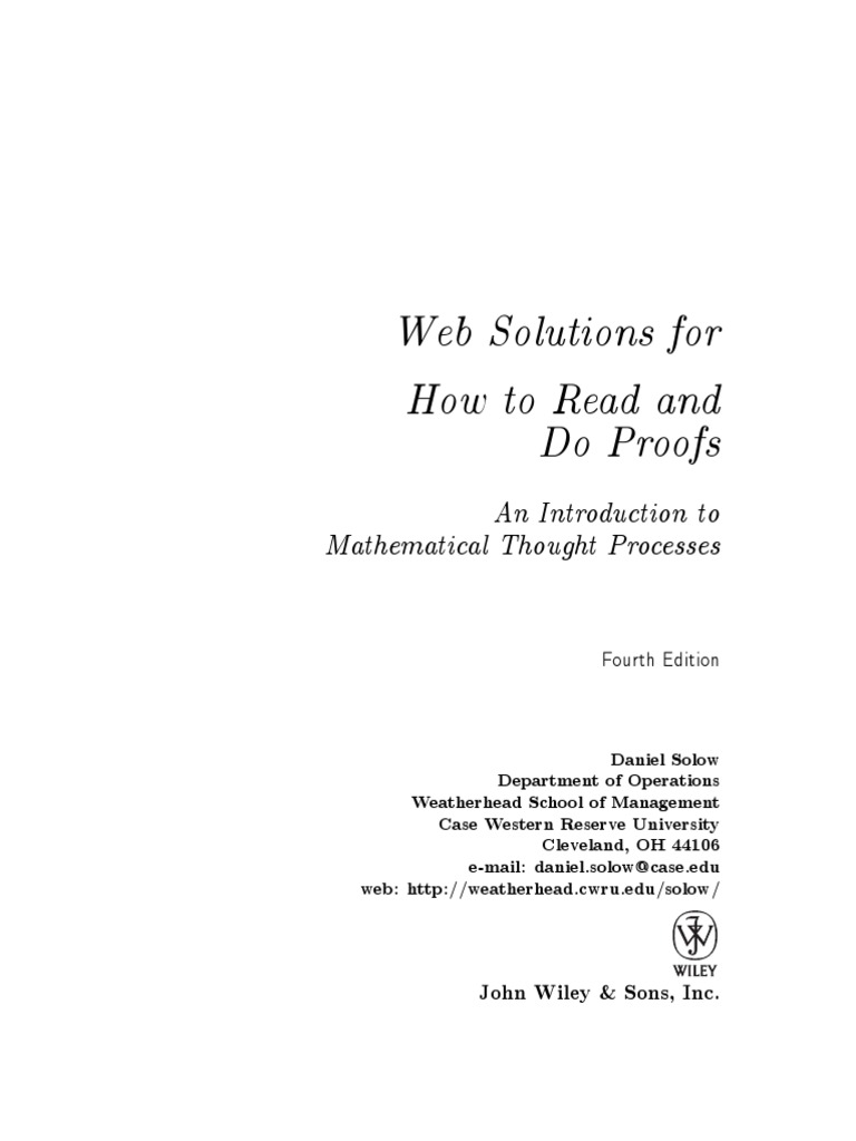 (Solution Manual) Daniel Solow, How To Read and Do Proofs, 6th Edition ...
