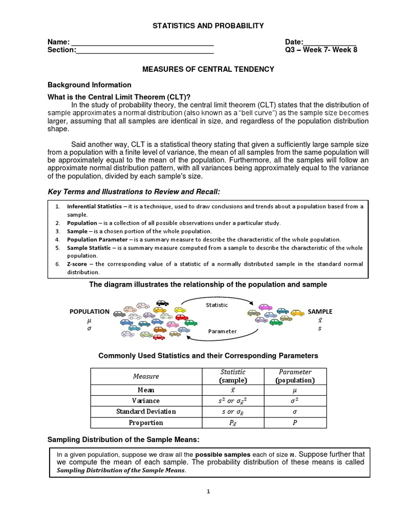 Statistics & Probability Q3 - Week 7-8 | PDF | Mean | Normal Distribution