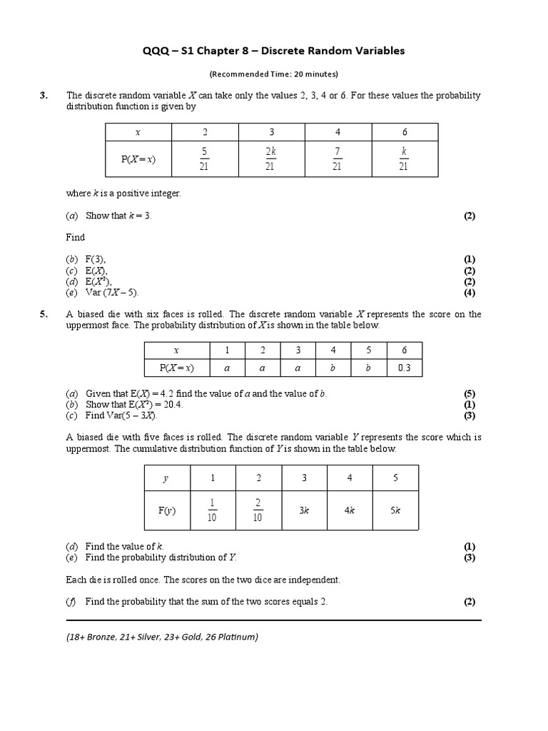 Discrete Random Variables Guide | PDF | Probability Distribution ...