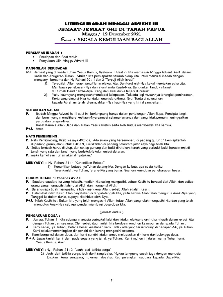 Liturgi Advent Iii | PDF