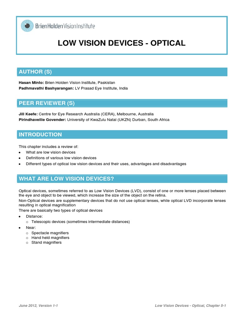 Optical Low Vision Devices Overview | PDF | Optics | Field Of View