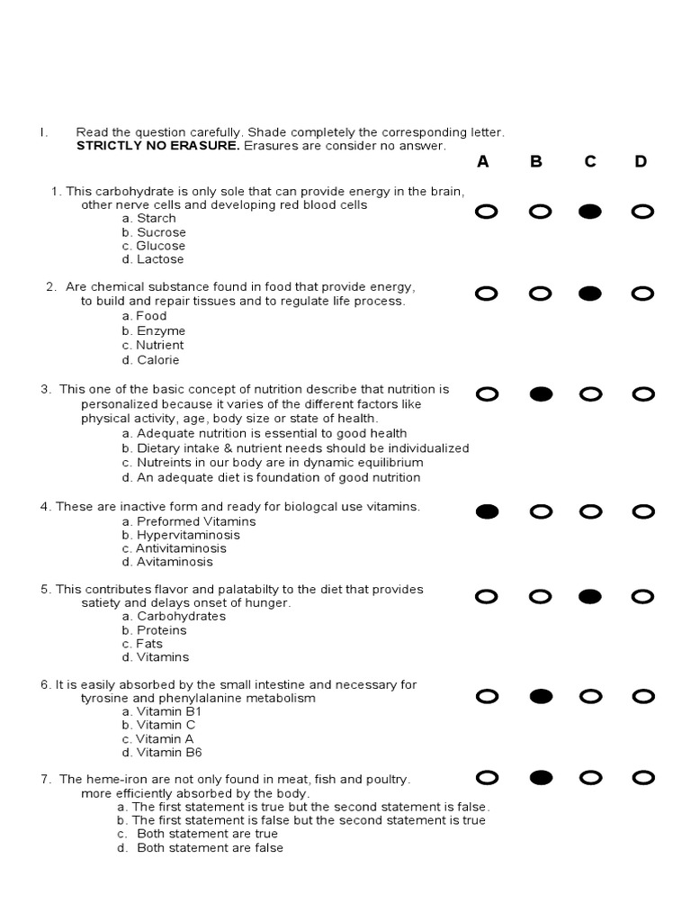 A B C D: STRICTLY NO ERASURE. Erasures Are Consider No Answer | PDF ...