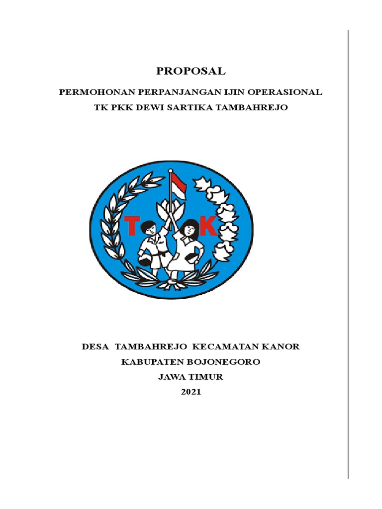 Proposal: Permohonan Perpanjangan Ijin Operasional TK PKK Dewi Sartika Tambahrejo | PDF