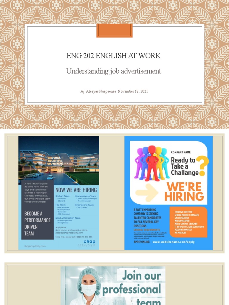 ENG 202 Understanding Job Advertisement | PDF | Résumé | Communication