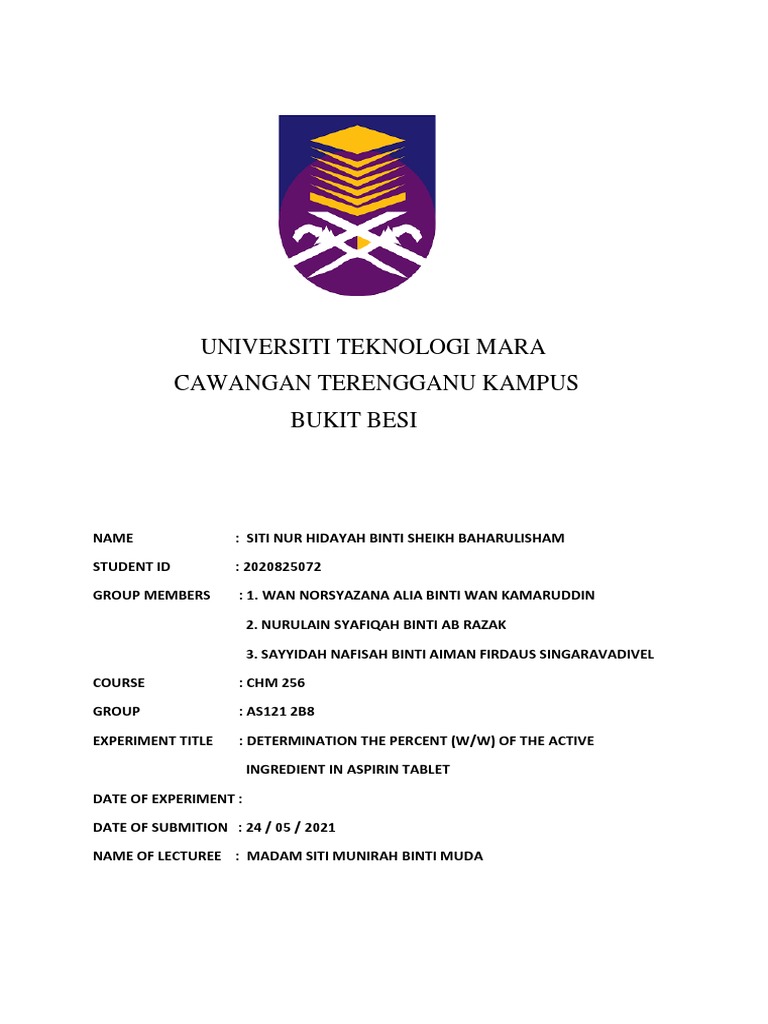 Lab Report Exp 5 CHM 256 | PDF | Titration | Chemistry