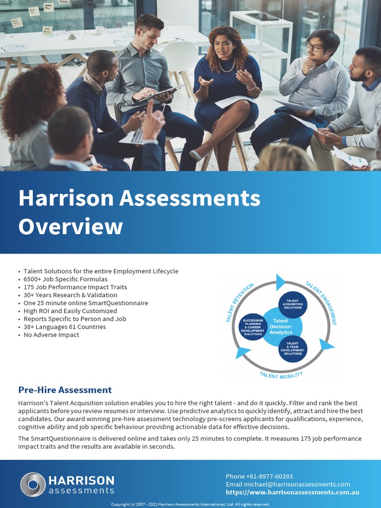 Harrison Assessments: Pre-Hire Assessment | PDF | Employee Retention ...