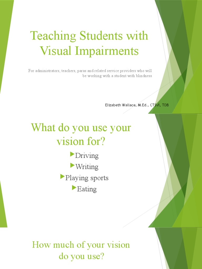 Strategies for Teaching Visual Impairments | PDF | Visual Impairment ...
