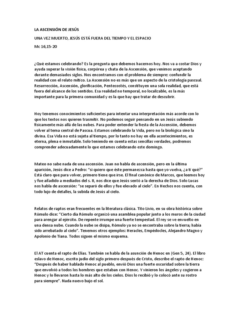 La Ascensión de Jesús | PDF | Ascension de jesus | Jesús