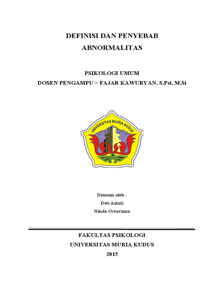Definisi dan Penyebab Abnormalitas Psikologis | PDF
