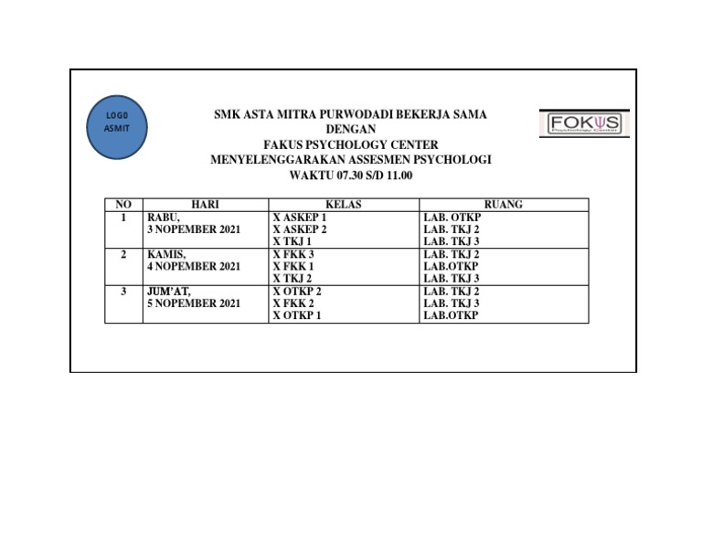 Jadwal Pta Kelas X Pdf