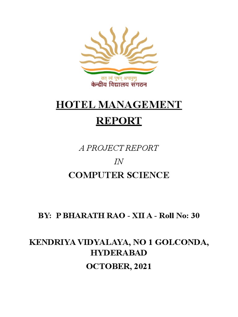 Hotel Management Report | PDF | Operating System | Microsoft Windows