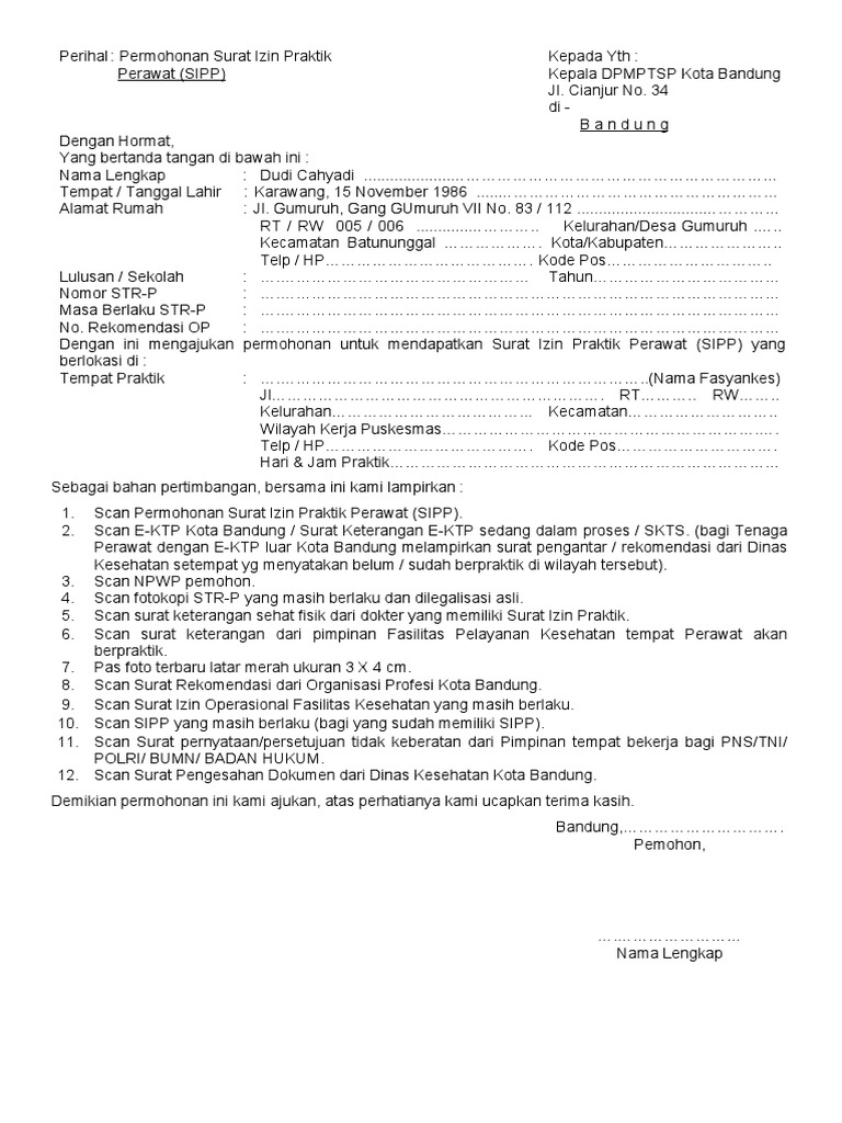 Formulir SIP Perawat | PDF