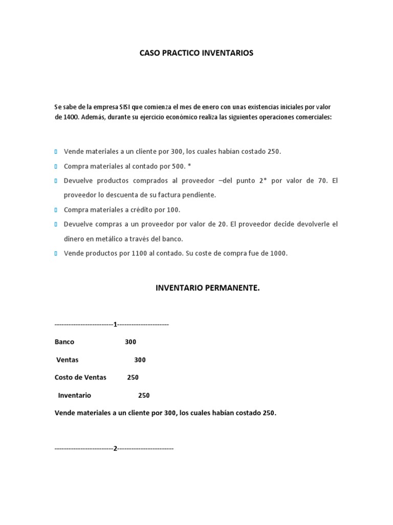 Caso Practico Inventarios | PDF | Bancos | Inventario