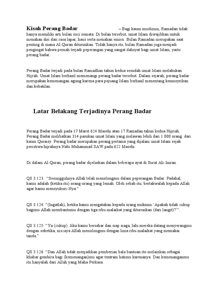 Latar Belakang Terjadinya Perang Badar | PDF