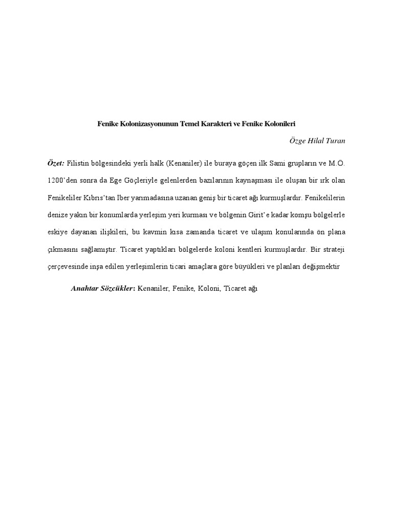 Fenike Kolonileri Makale Düzeltilmiş | PDF