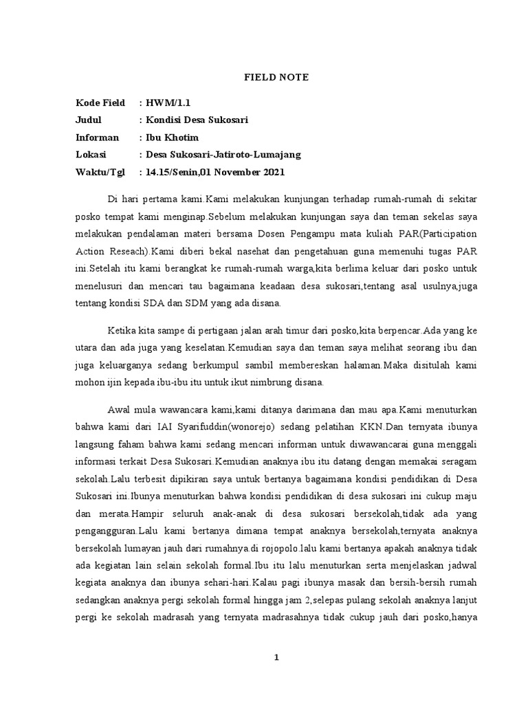 Field Note HWM | PDF