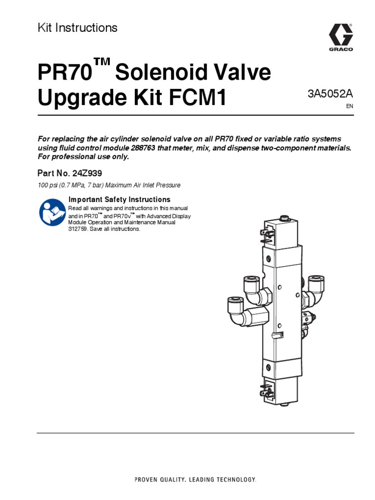 PR70 Solenoid Valve Upgrade Kit FCM1 | PDF | Valve | Screw