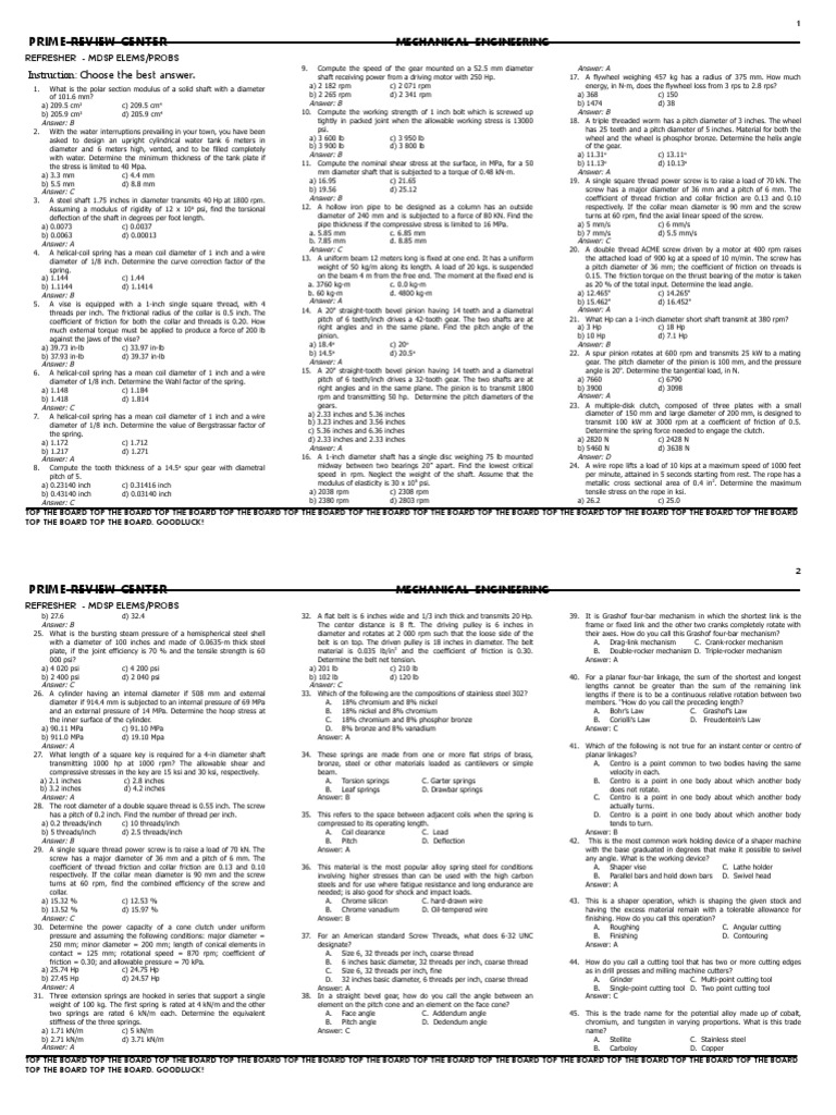 CD 01 - MDSP Aug 2019 Final | PDF | Gear | Screw