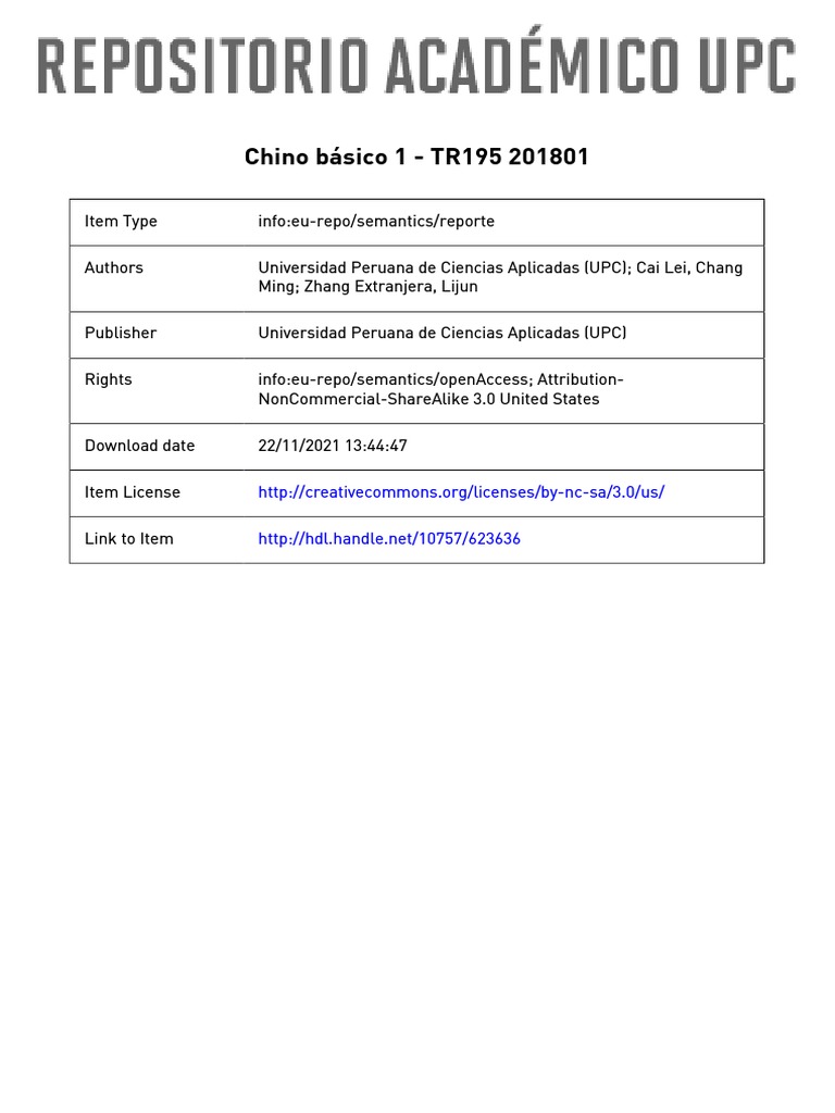 TR195 Chino Basico 1 201801 | PDF | Verbo | Idioma chino