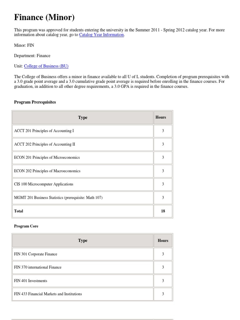 Finance - Minor | PDF | Finance & Money Management