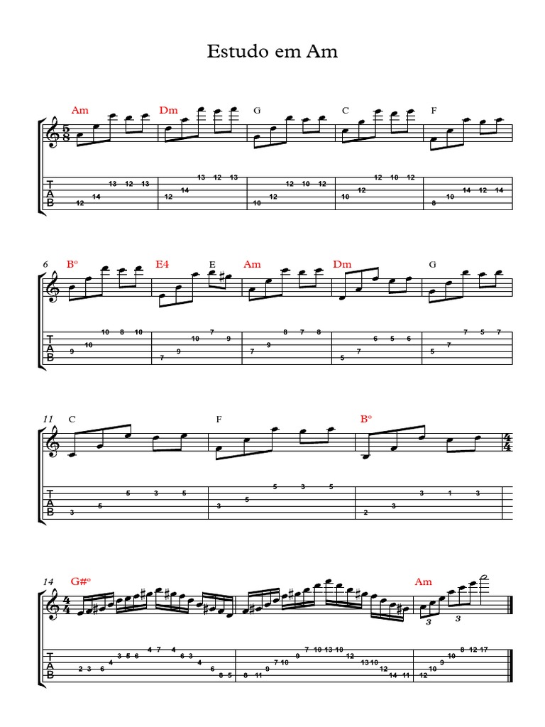 Estudo Musical em Am para Violão | PDF