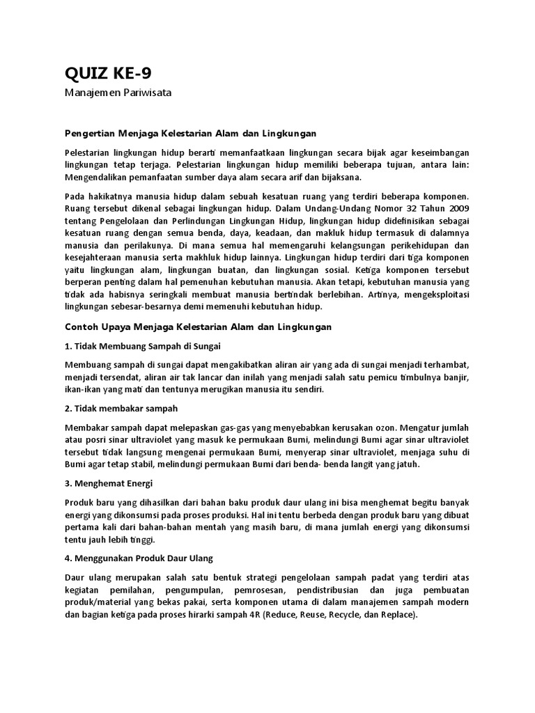 Pelestarian Lingkungan Hidup | PDF