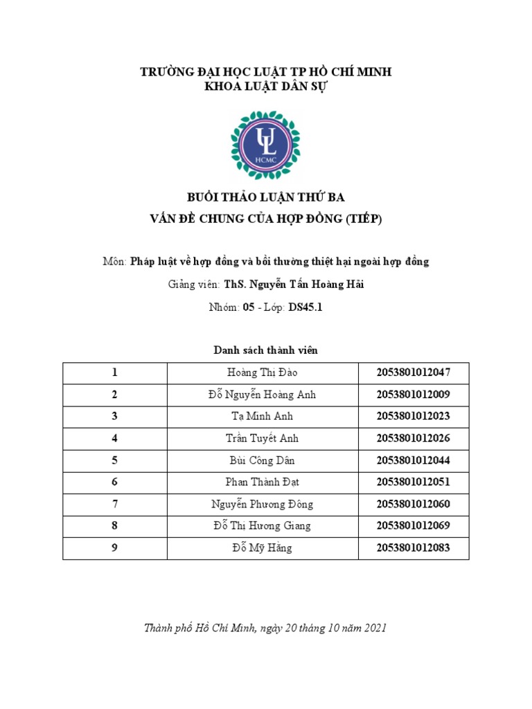 BTDS - Lần 3 - Hoàng Thị Đào | PDF