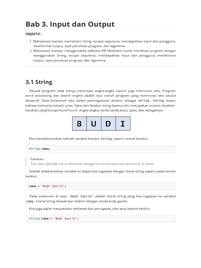 Bab 3. Input Dan Output | PDF