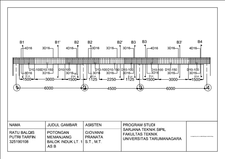 16.9 Potongan Memanjang Balok Induk LT 1 | PDF