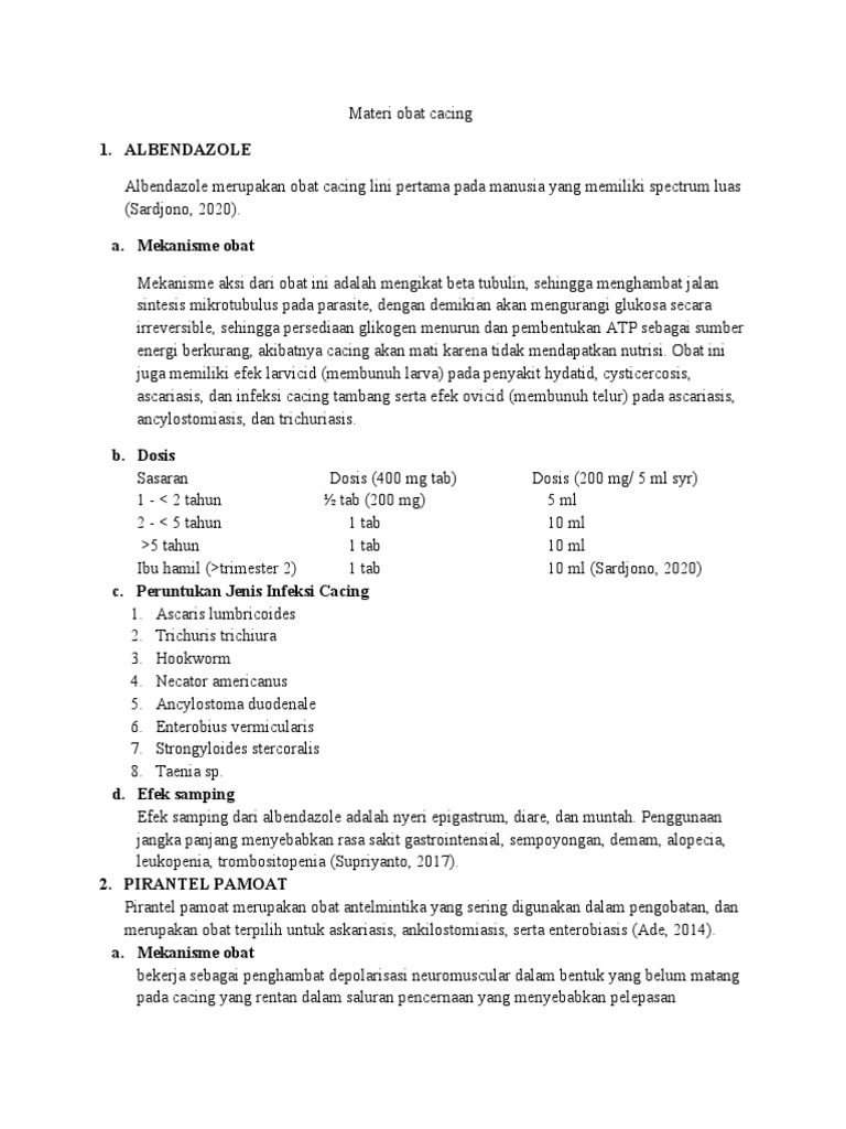 Materi Obat Cacing | PDF