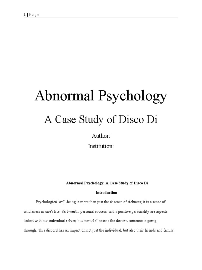Abnormal Psychology: A Case Study of Disco Di | PDF | Mental Disorder ...