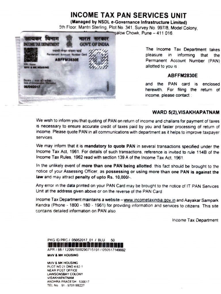 Income Tax Pan Services Unit | PDF | Economies | Taxation