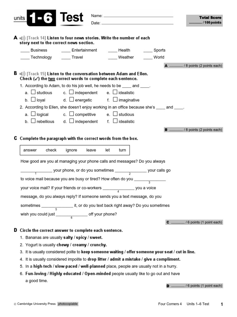 Four Corners 4 Test Units 01 - 06 | PDF | Pancake