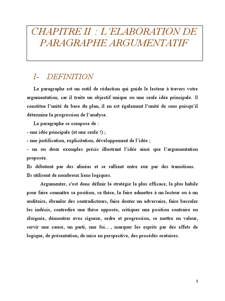 Rédiger un Paragraphe Argumentatif | PDF | Phrase | Argumentation