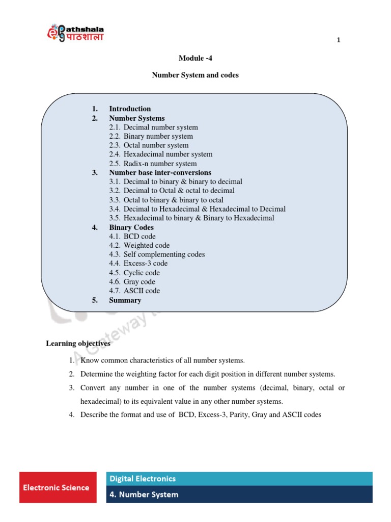 Module - 4 Number System and Codes | PDF | Binary Coded Decimal | Numbers