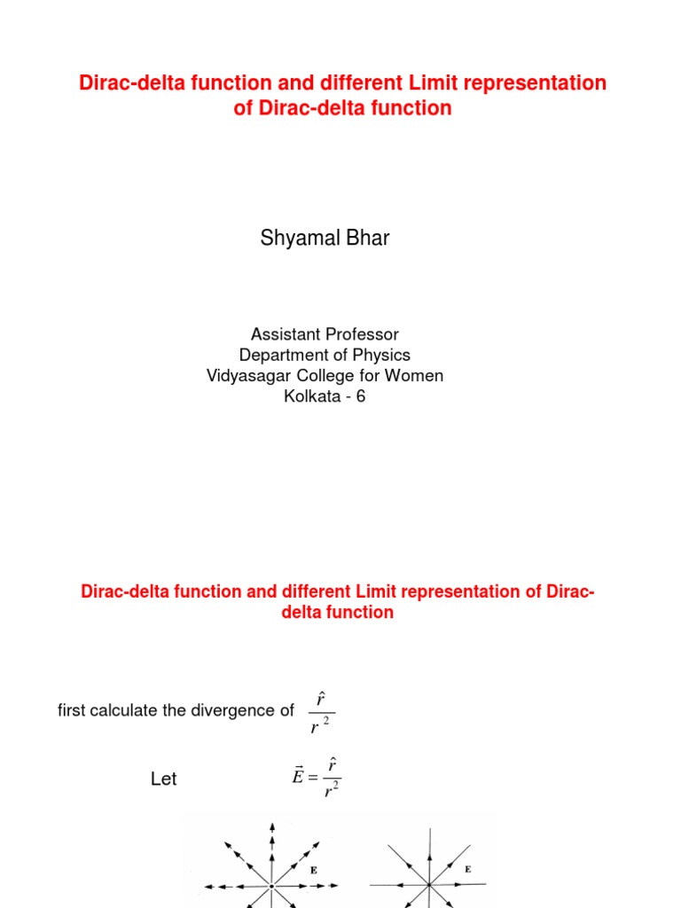 Dirac-Delta Function and Different Limit Representation of Dirac-Delta Function | PDF ...