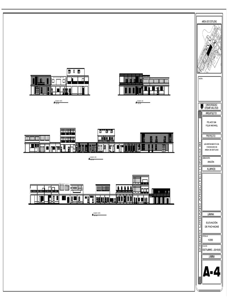 Elevaciones de Fachadas Urbanas-Lamina - A4 | PDF