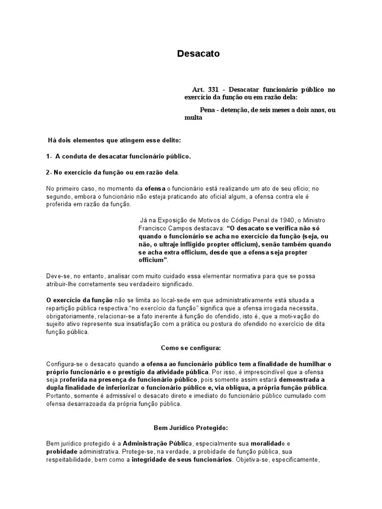 Desacato | PDF | Crime e Violência | Crimes