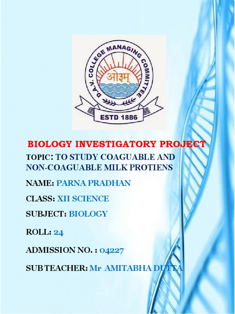 Biology Investigatory Project | PDF | Milk | Proteins