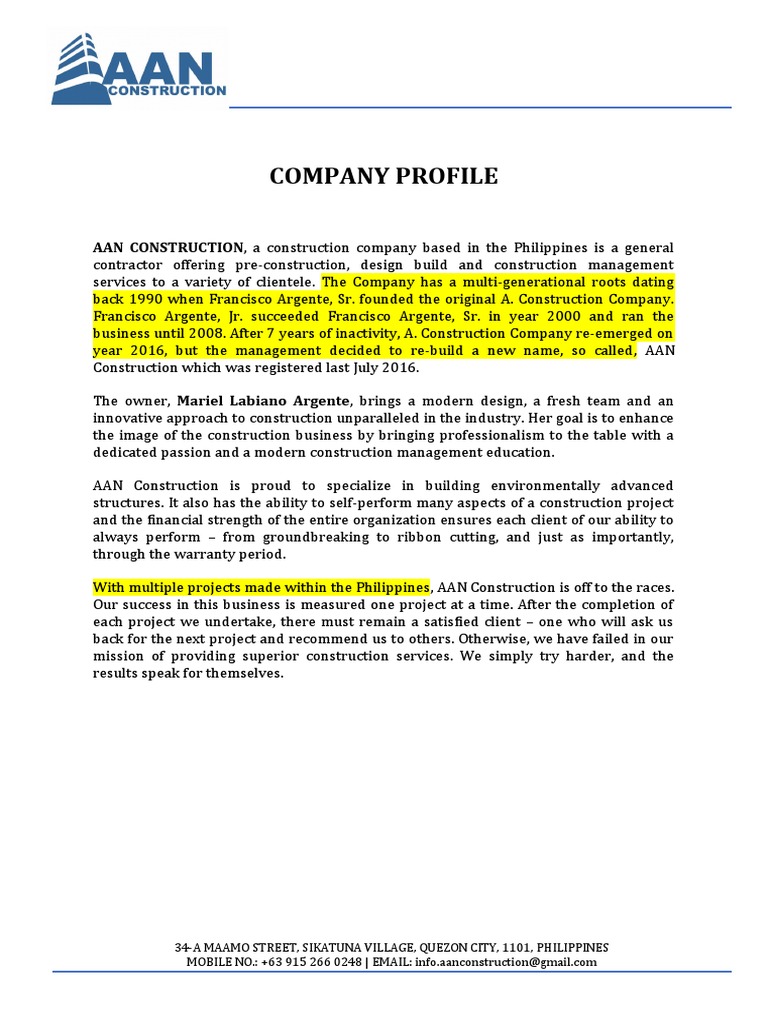 Company Profile: AAN CONSTRUCTION, A Construction Company Based in The ...