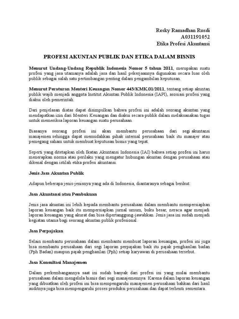 RMK 2 - Etika Profesi Akuntansi | PDF